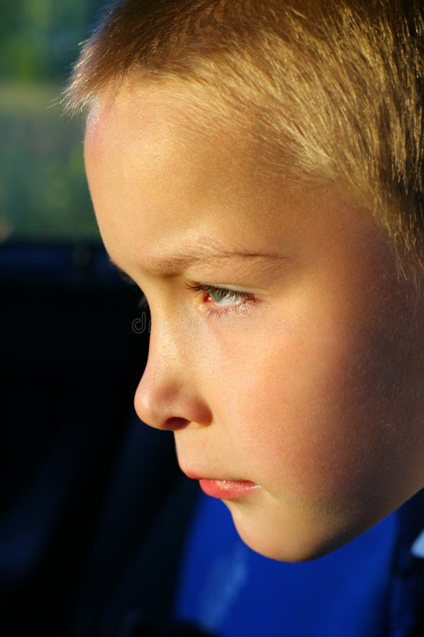 Child face in profile stock photo. Image of child, thinking - 5150238