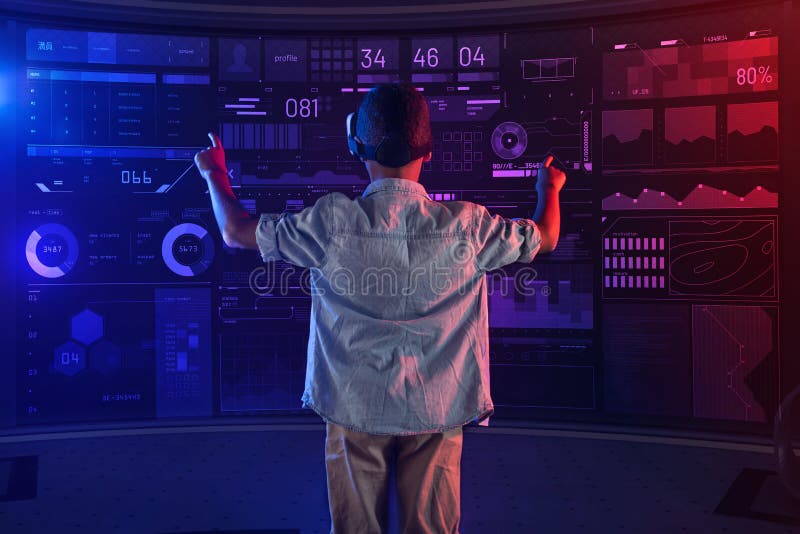 Serious Boy Visiting Computer Courses and Looking Concentrated Stock ...