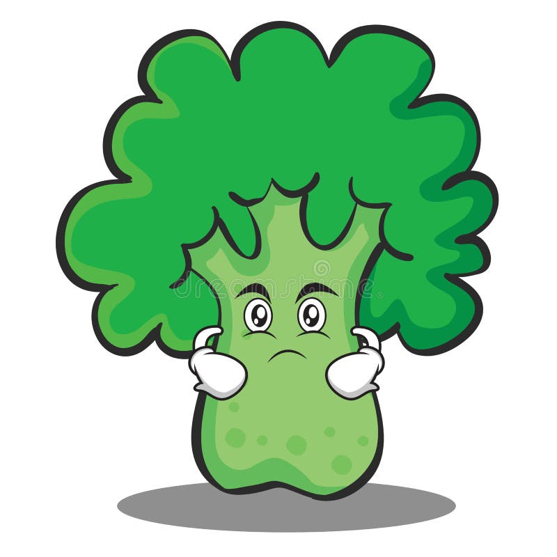 Sad Broccoli Chracter Cartoon Style Stock Vector - Illustration of ...