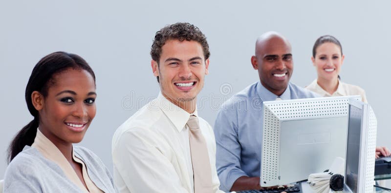 Serious Business Group Working Hard in the Office Stock Photo - Image ...