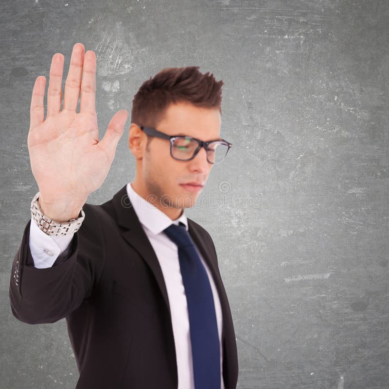 Man showing the stop sign stock photo. Image of business - 29374404
