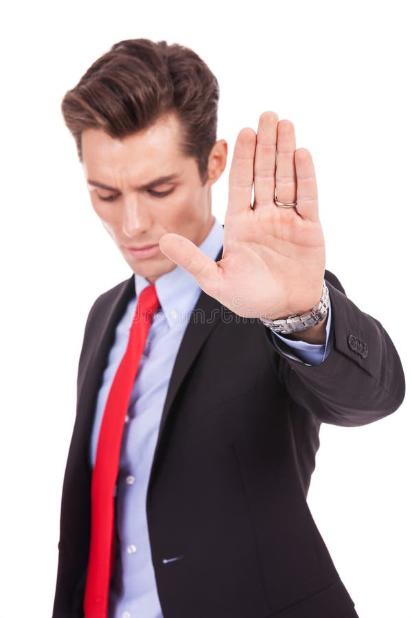 Business Man Standing Showing Wait Gesture Stock Photos - Free ...