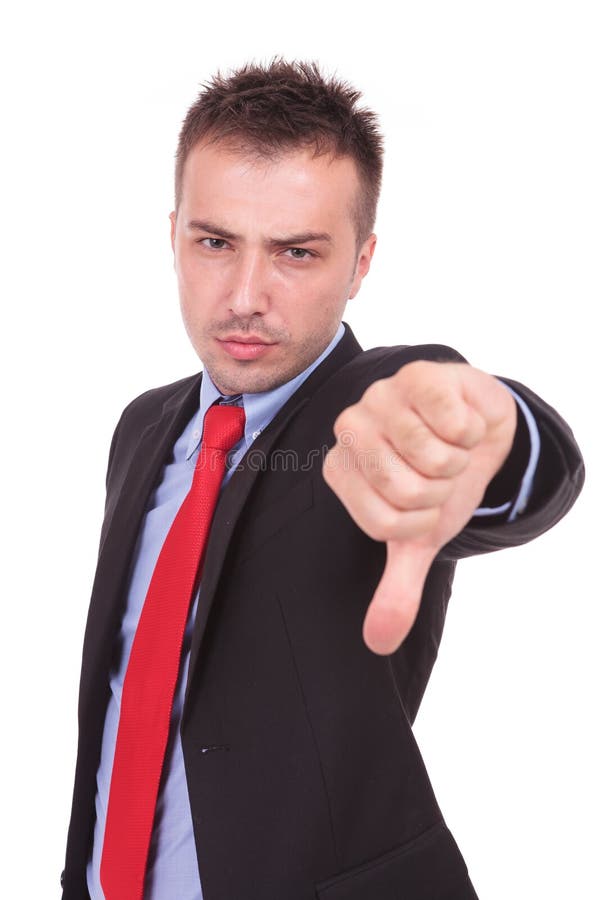 Serious Business Man Showing the Thumb Down Gesture. Stock Photo ...