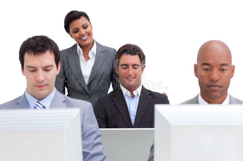Serious Business People Working at Computers Stock Image - Image of ...