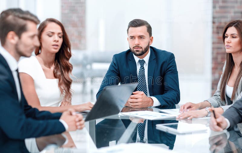 Serious Business Team Starts a Working Meeting Stock Image - Image of ...