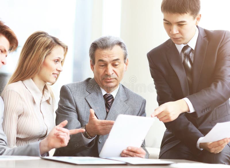 Business Team with Laptop Having Discussion Stock Image - Image of ...