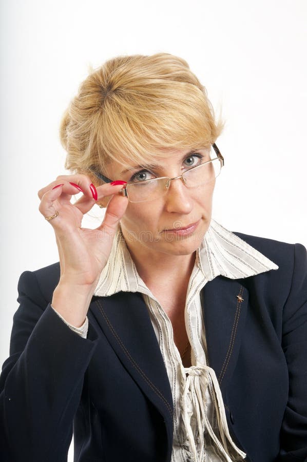 Serious Blonde Woman in Business Suit Arms Folded Stock Photo - Image ...