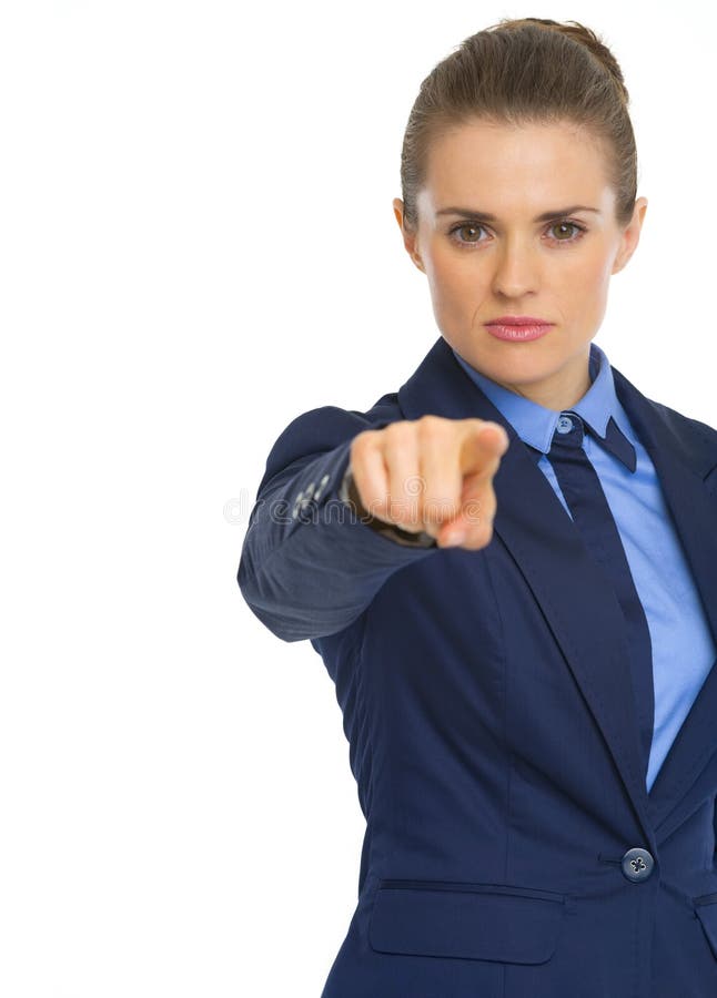 Serious Business Woman Pointing in Camera Stock Image - Image of show ...