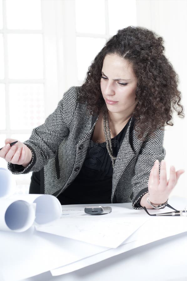 Serious Business Woman at Work Stock Photo - Image of documents ...