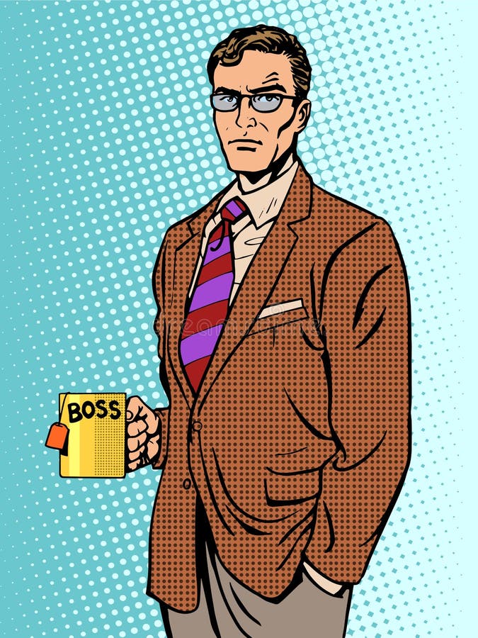 Serious Businessman Boss Mug Tea Stock Vector - Illustration of vintage ...