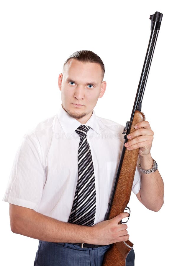 Serious Businessman with Gun Stock Image - Image of camera, bodyguard ...