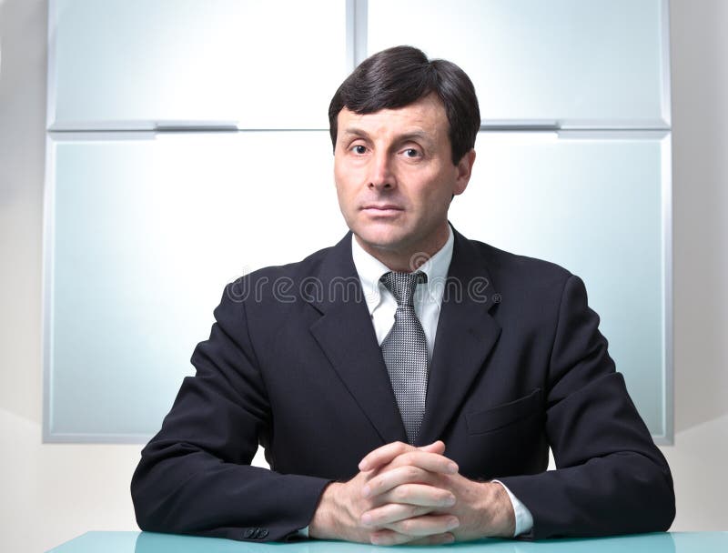 Serious Businessman in His Office Stock Image - Image of brunet, boss ...