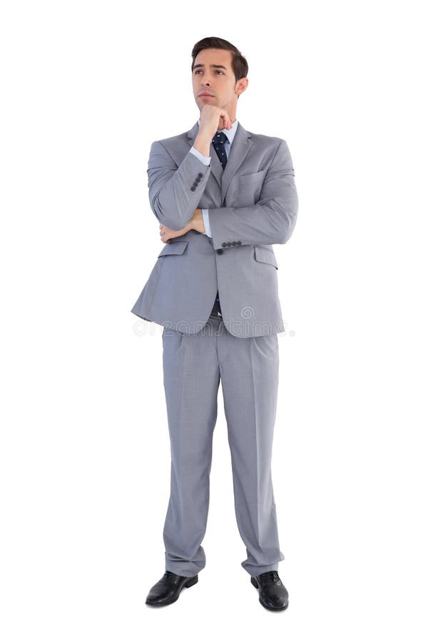 Serious Businessman Standing and Thinking Stock Image - Image of ...