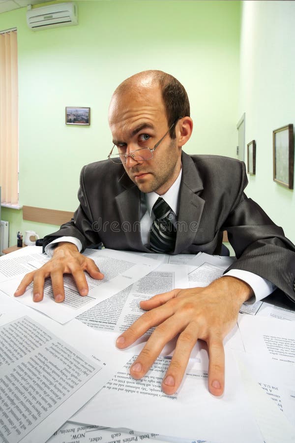 Serious Businessman Working in Office Stock Image - Image of expert ...