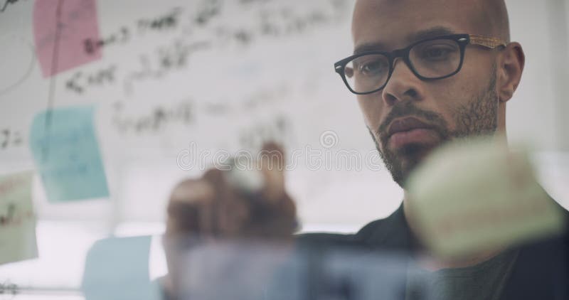 Serious Businessman, Writing and Schedule Planning with Sticky Note for ...