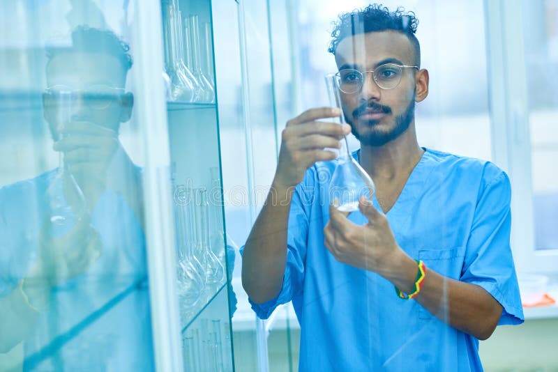 Modern Lab Technician Working with Glassware Stock Image - Image of ...