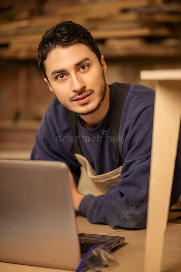 Serious Carpenter Look at Camera Stock Photo - Image of carpentry ...