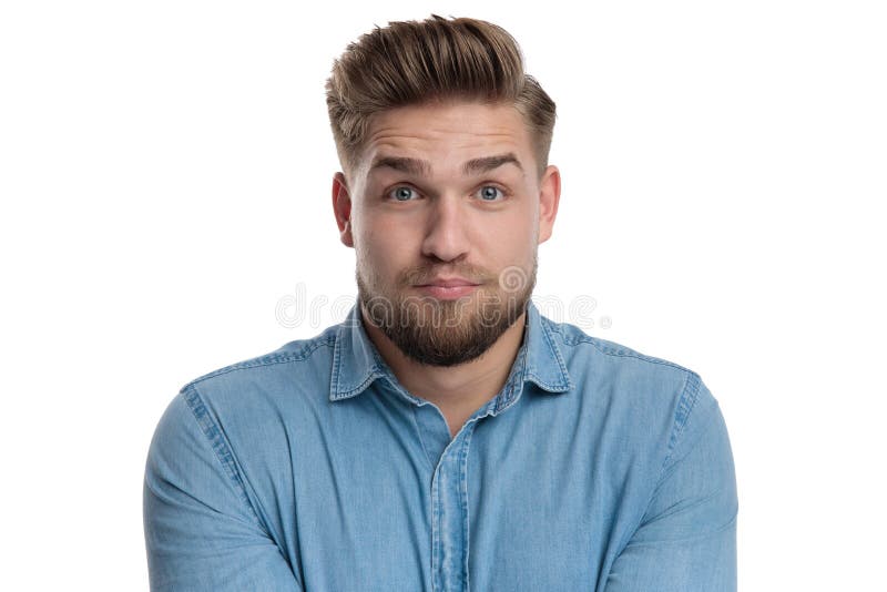 Serious Casual Man Looking Forward Stock Photo - Image of isolated ...