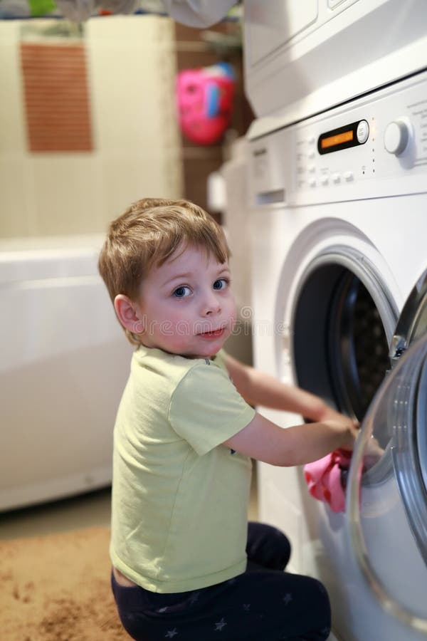 Child Using Washing Machine Stock Image - Image of curiosity ...