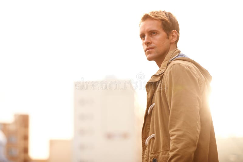 Serious City Strolling. a Handsome Man Walking through a City. Stock ...