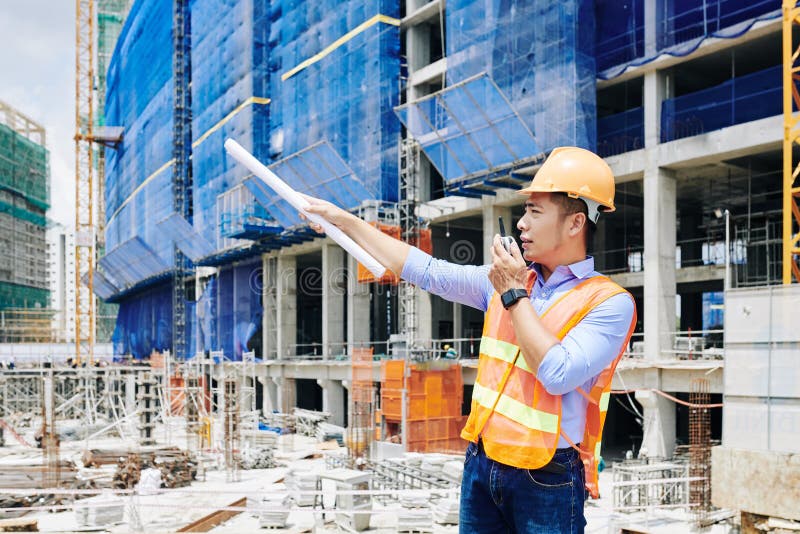 Serious Civil Engineer Managing Construction Process Stock Photo ...