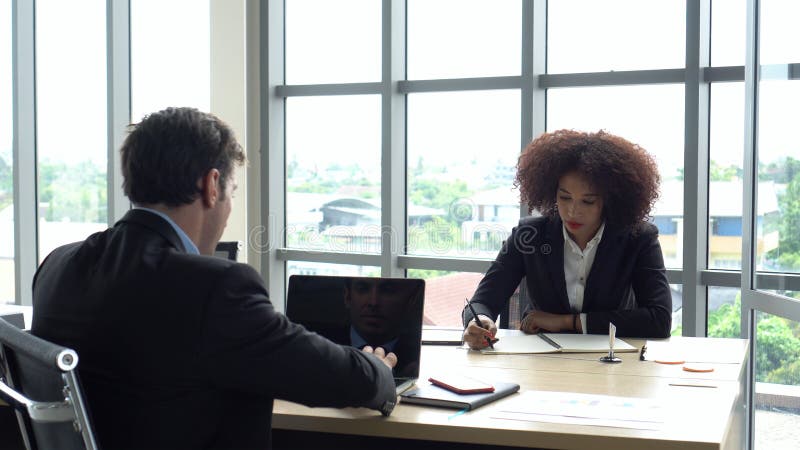 Serious Colleague Working Together Hispanic Manager African Team Mate ...