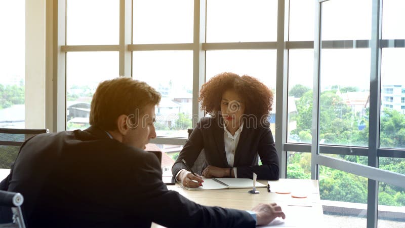 Serious Colleague Working Together Hispanic Manager African Team Mate ...