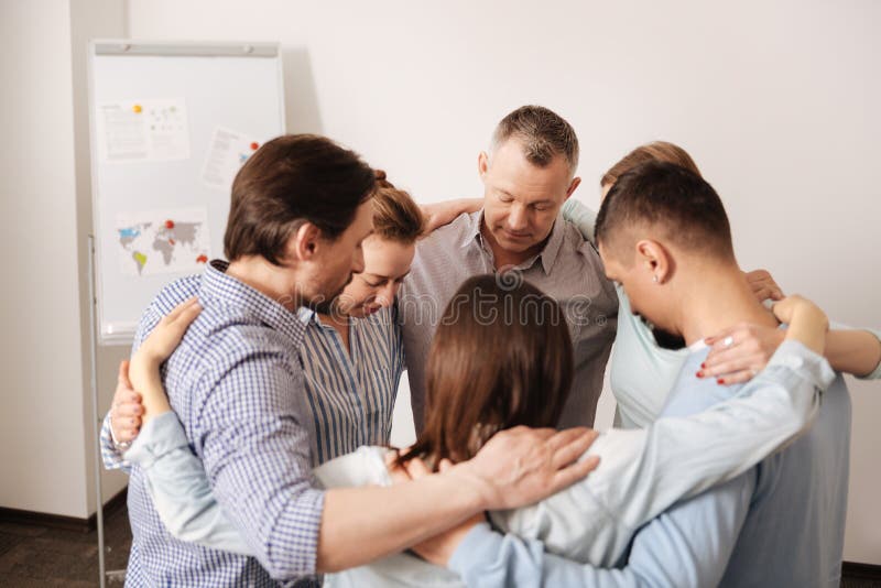 Serious Command of Workers Making Circle Stock Photo - Image of group ...