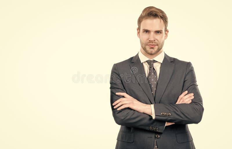 Serious Confident Man Employee in Formal Suit Keep Arms Crossed ... Serious Confident Man Employee in Formal Suit Keep Arms Crossed ...
