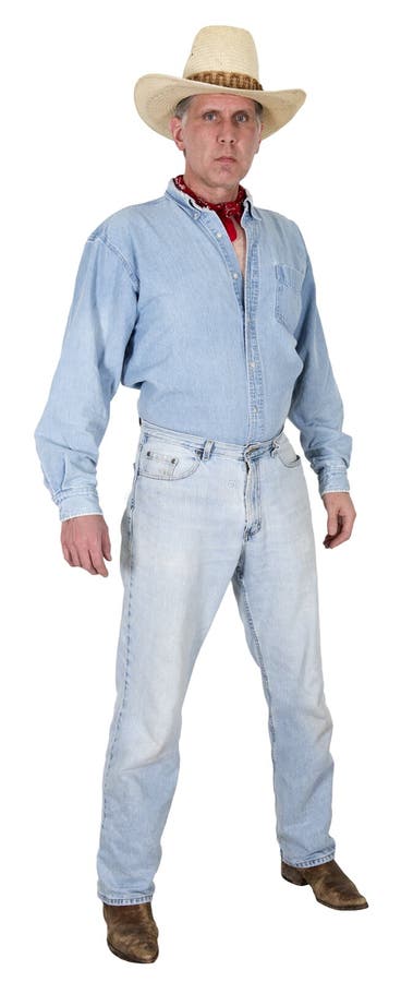 Serious Cowboy Isolated on White Stock Photo - Image of style, american ...