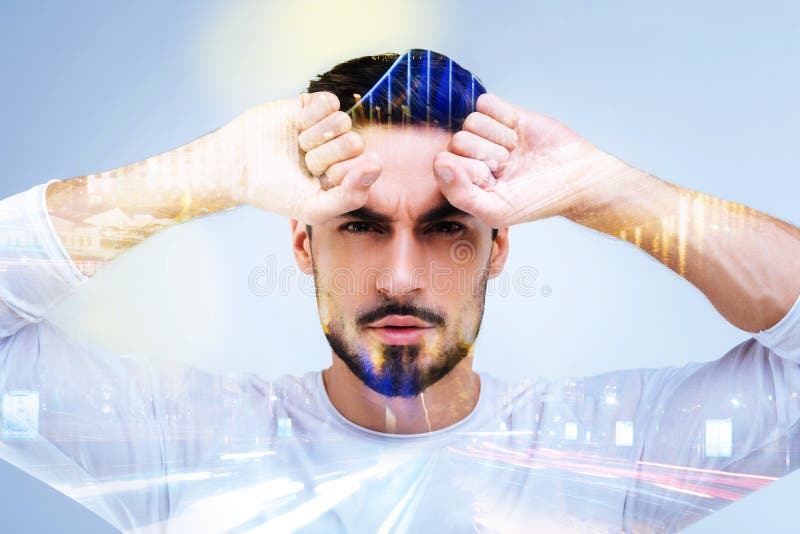 Serious Determined Man Looking in Front of Him Stock Image - Image of ...