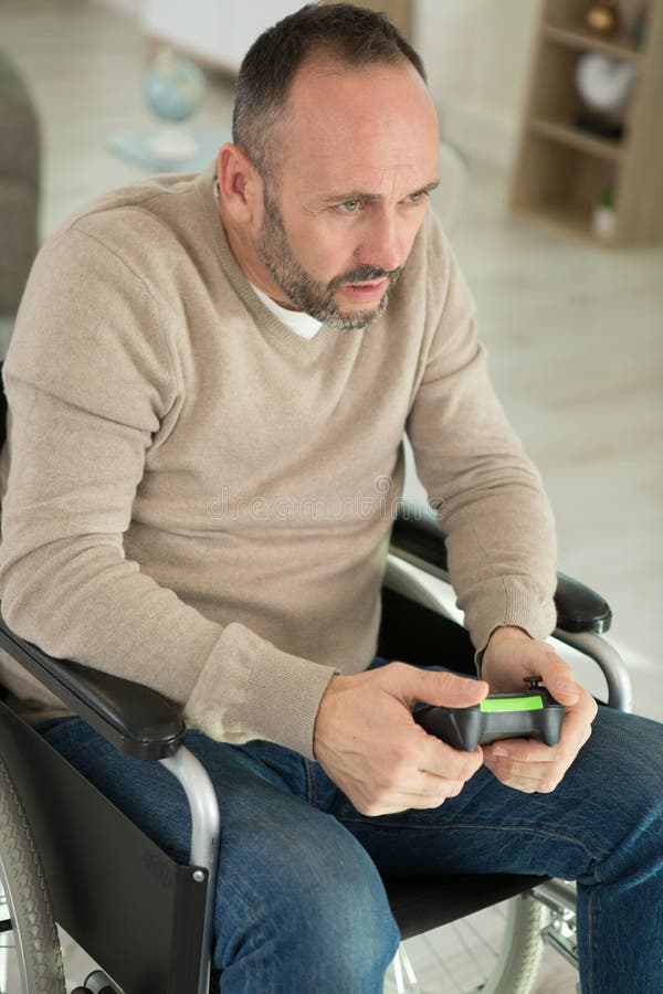 Serious Disabled Woman Using a Smartphone Stock Photo - Image of ...