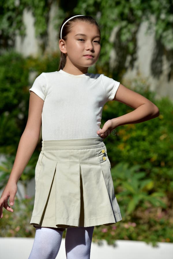 Serious Diverse Female Kid on Sunny Day Stock Photo - Image of females ...