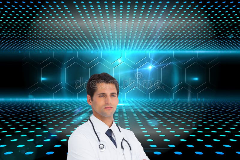 Serious Doctor with Arms Crossed Stock Image - Image of glowing, pixel ...