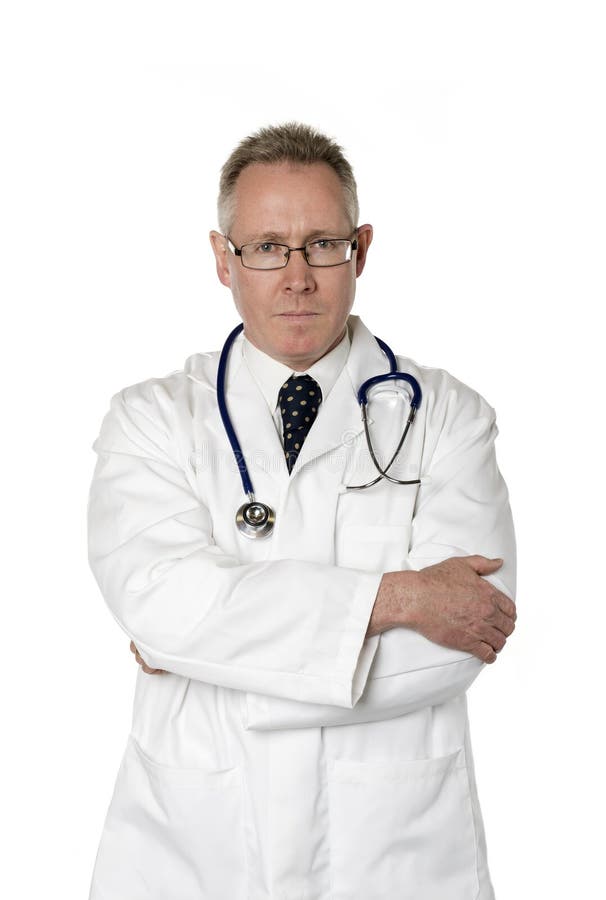 Serious Doctor Isolated on White Stock Photo - Image of isolated ...