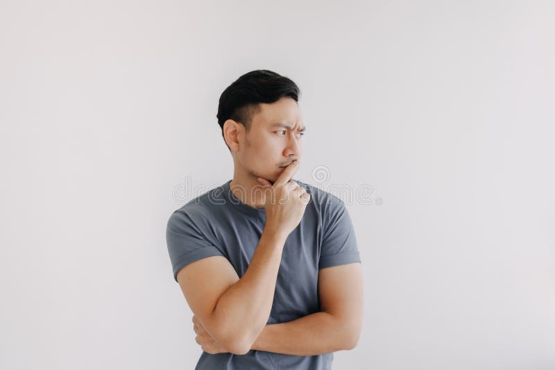 Serious and Doubt Face of Man Thinking of Something Stand Isolated on ...