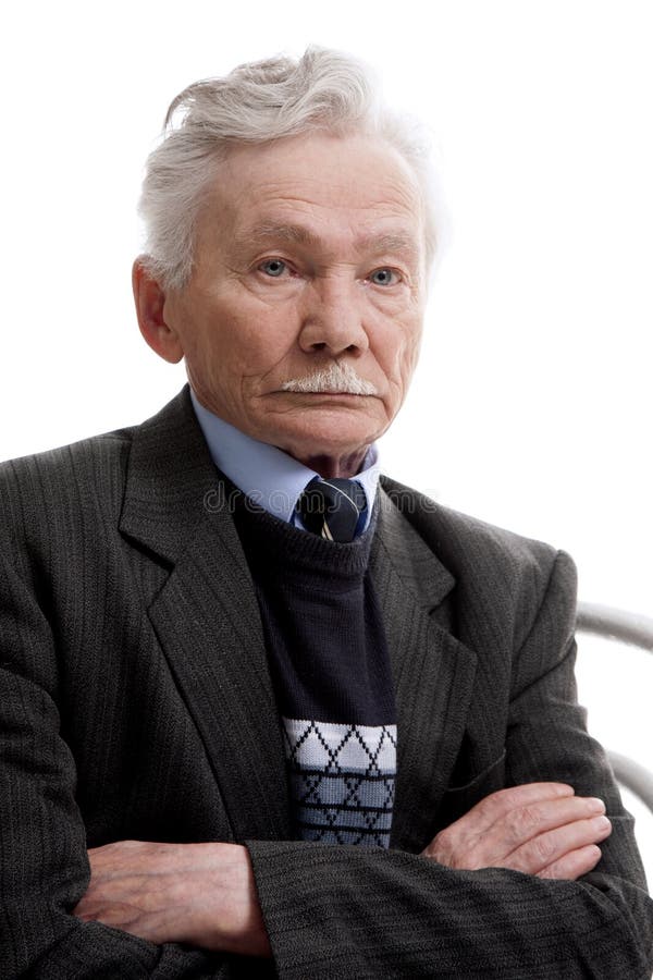 Serious elderly man stock photo. Image of person, sitting - 41355658