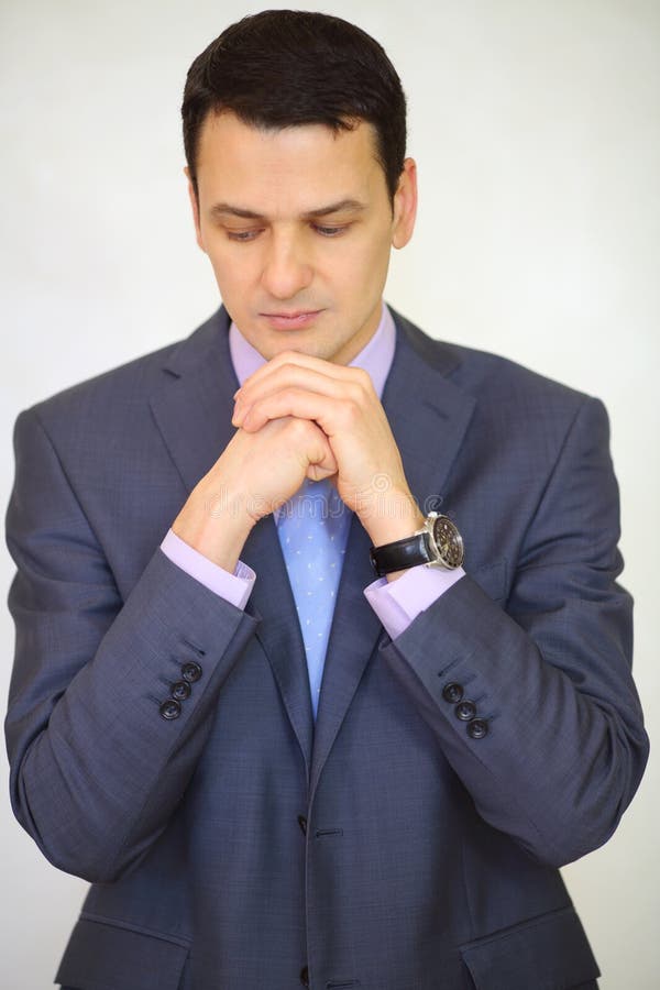 Serious Elegance Brunet Man in Suit Posing with Stock Photo - Image of ...