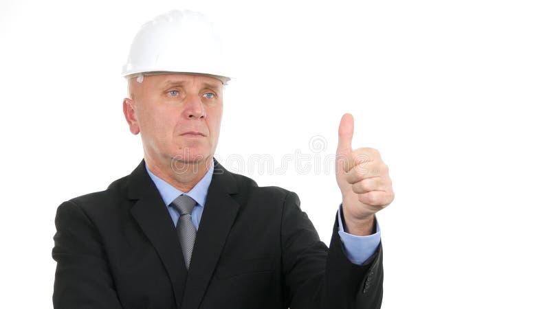 Serious Engineer Make Good Job Hand Sign Thumbs Up Stock Photo - Image ...