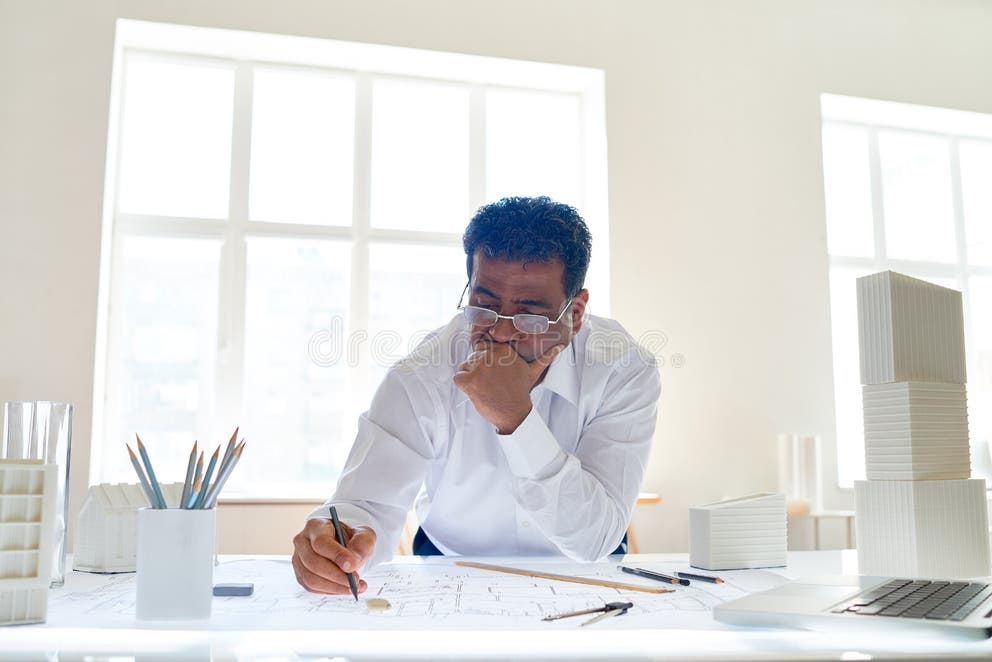 Serious engineer stock photo. Image of working, designer - 77603696