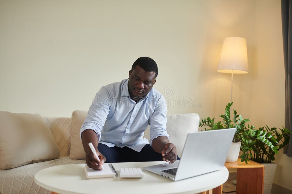 Serious Entrepreneur Working from Home Stock Image - Image of ...