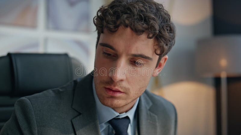 Serious Executive Looking Solution at Workplace Portrait.Businessman ...