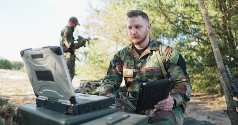 Serious Experienced Army Commander is in Field Having Video ...