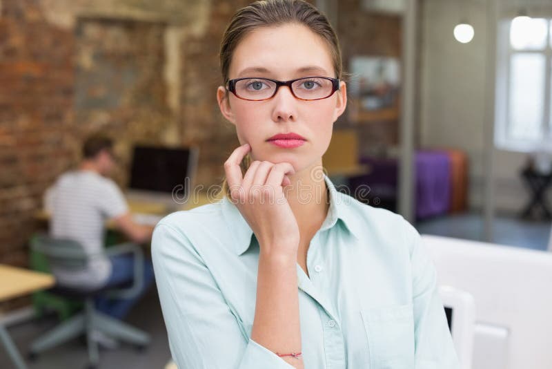 Serious Female Photo Editor in Office Stock Photo - Image of closeup ...