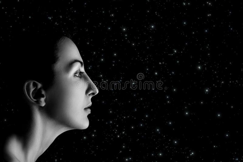 Sad female profile stock image. Image of black, elegance - 114466745