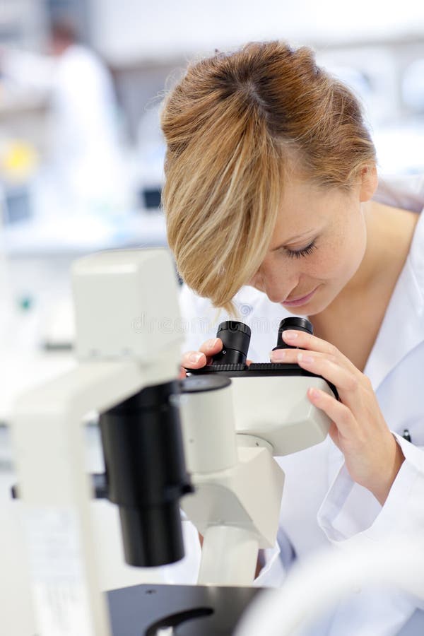 Female Scientists Using Microscopes in Laboratory Stock Image - Image ...