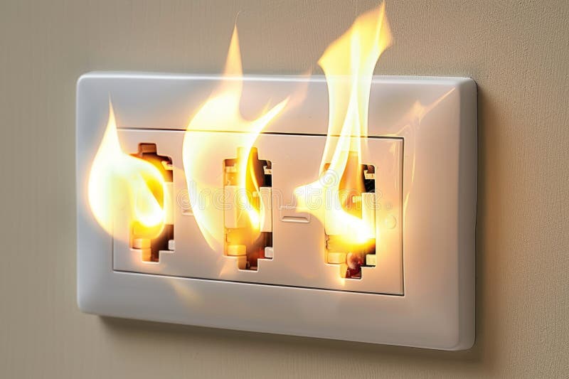 Serious Fire Hazard Electrical Socket on Wall Engulfed in Dangerous ...