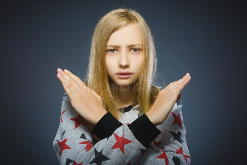 Serious Girl Making X Sign with Her Arms To Stop Doing Something Stock ...