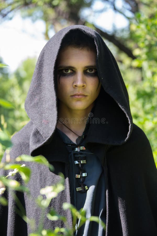 Serious Guy in a Black Robe Stock Image - Image of medieval, human ...