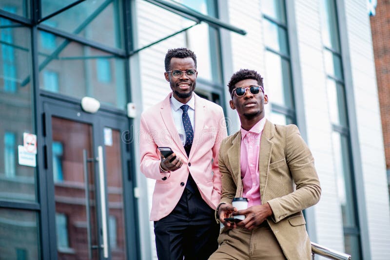 Serious Guys are Resting Outdoor in Coffee Break Stock Photo - Image of ...